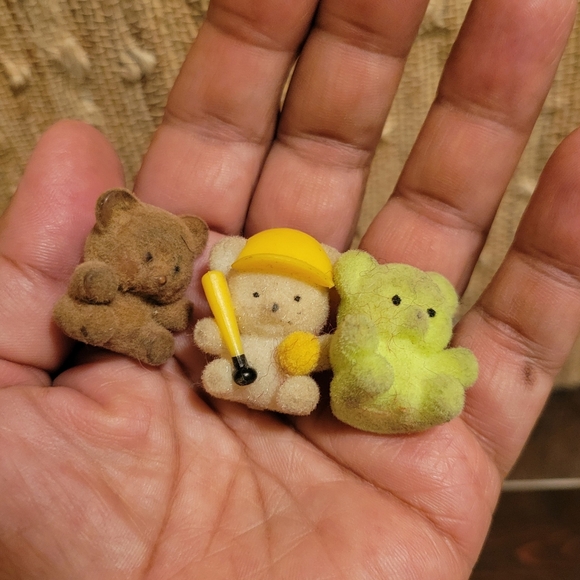 Other | Trio Of Vintage Flocked Mini Teddy Bears | Poshmark